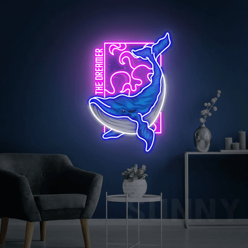 Blue Whale Neon Sign Home Business Wall Decor Art