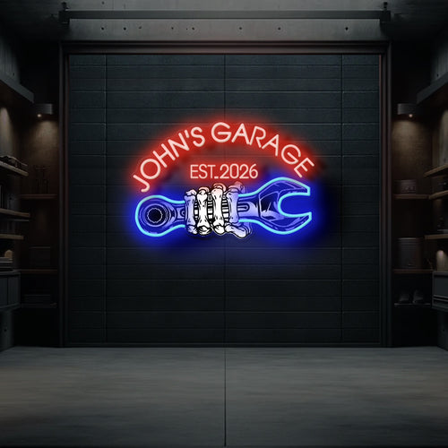Custom Garage Neon Signs | Personalized Tool & Name Designs