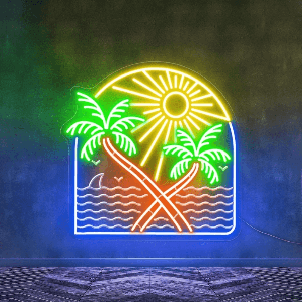 Sunset Neon Tropical Palm Tree Led Neon Sign for Wall Decor