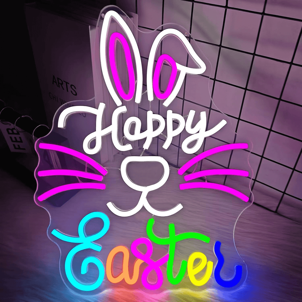 Happy Easter Led Neon Festival Shop Decor Sign